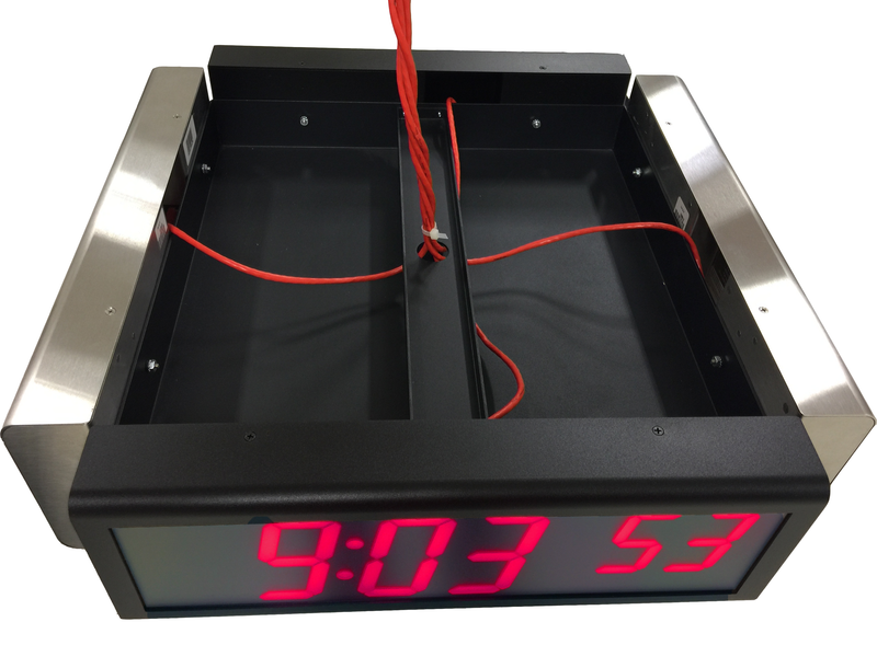 Mount four six digit clocks on this bracket designed to be suspended ...